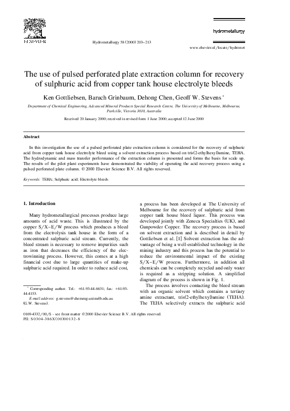 (PDF) The use of pulsed perforated plate extraction column for recovery ...