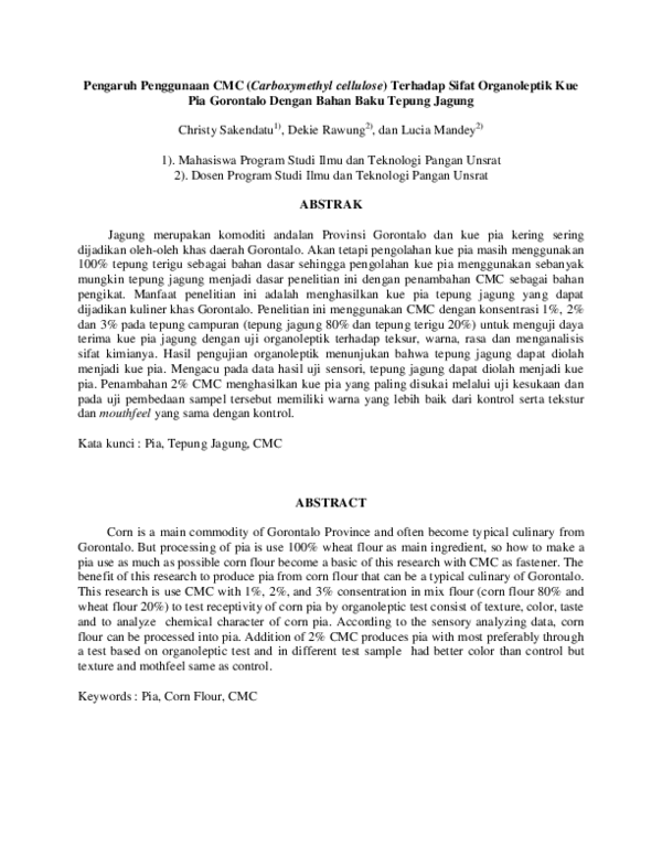 (PDF) Pengaruh Penggunaan CMC (Carboxymethyl cellulose) Terhadap Sifat ...