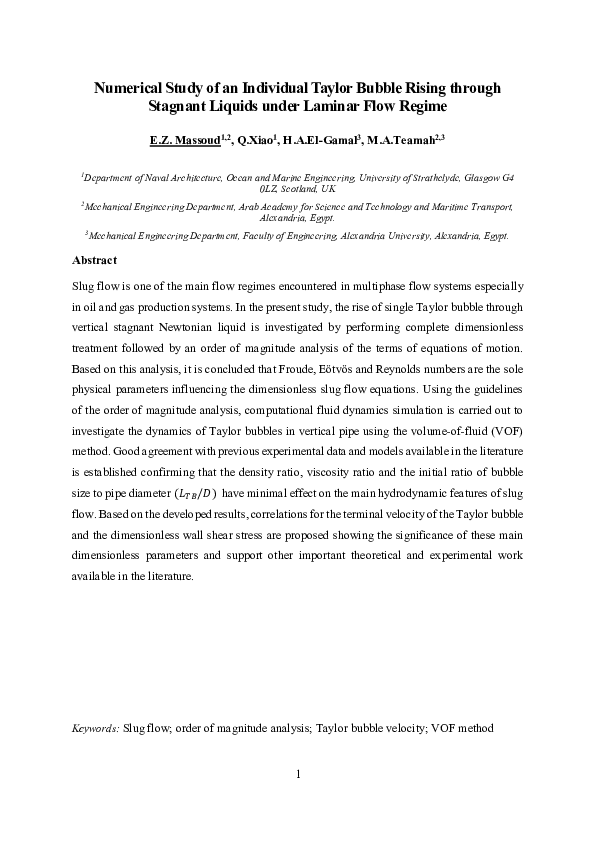 (PDF) Numerical study of an individual Taylor bubble rising through ...