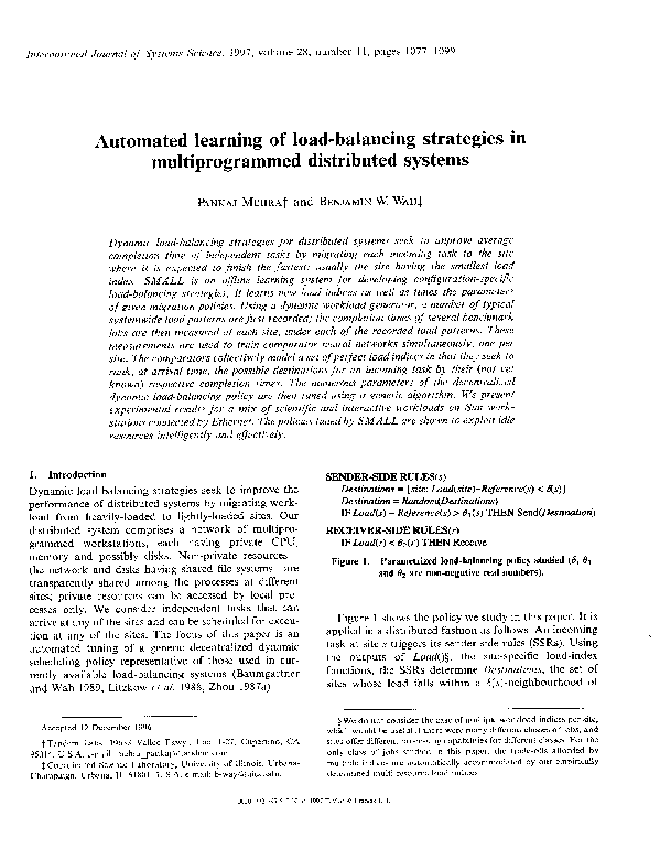(PDF) Automated Learning of Workload Measures for Load Balancing on a Distributed System ...