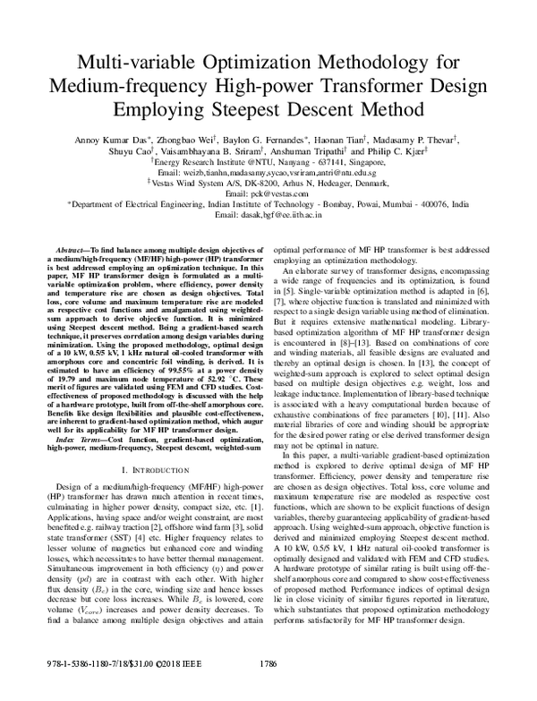 Pdf Multi Variable Optimization Methodology For Medium Frequency High