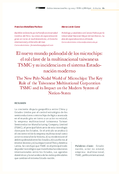 (PDF) El nuevo mundo polinodal de los microchips: el rol clave de la multinacional taiwanesa ...