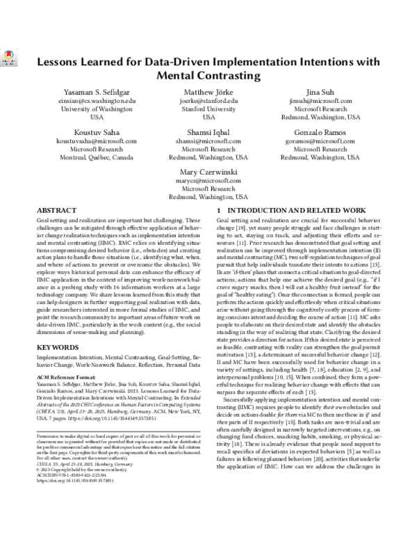 (PDF) Lessons Learned for Data-Driven Implementation Intentions with ...