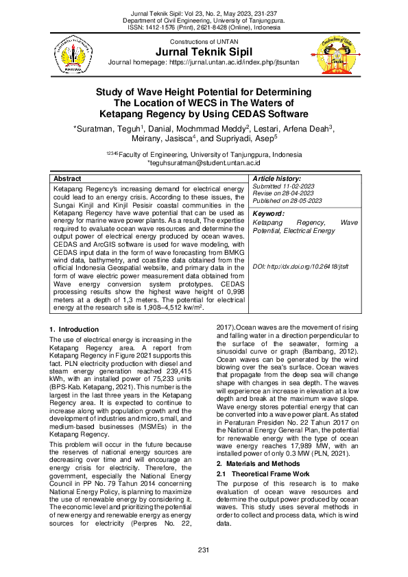 (PDF) Study of Wave Height Potential for Determining the Location of ...