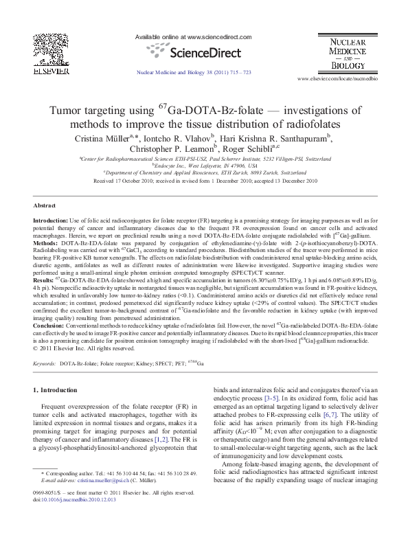 (PDF) Tumor targeting using 67Ga-DOTA-Bz-folate — investigations of ...