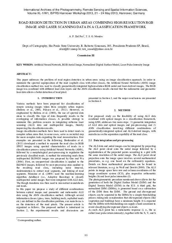 (PDF) Road Region Detection in Urban Areas Combining High-Resolution RGB Image and Laser ...