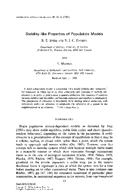 (PDF) Stability-like properties of population models
