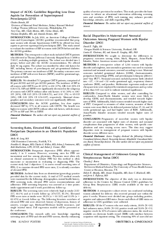 (PDF) Impact of ACOG Guideline Regarding Low Dose Aspirin for ...