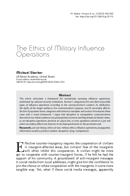 (PDF) The Ethics of Military Influence Operations