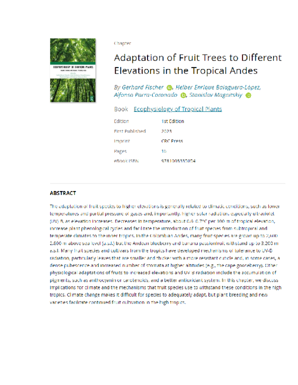 (PDF) Adaptation of fruit trees to different elevations in the tropical ...