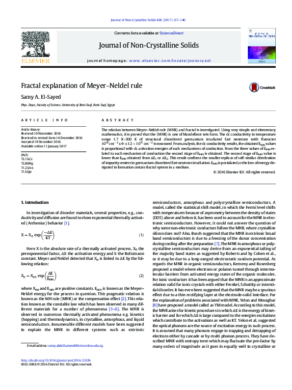 Pdf Fractal Insights Into Meyer Neldel Rule
