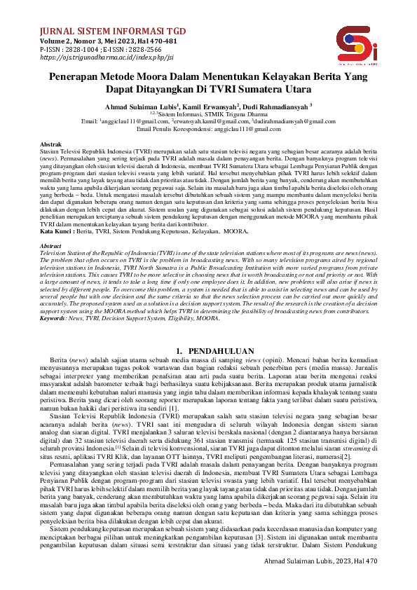(PDF) Penerapan Metode Moora Dalam Menentukan Kelayakan Berita Yang ...