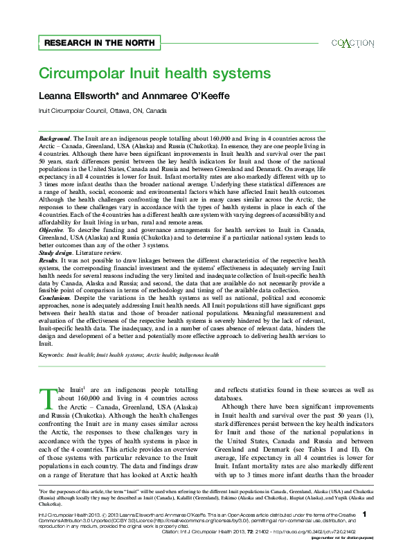 (PDF) Circumpolar Inuit health systems