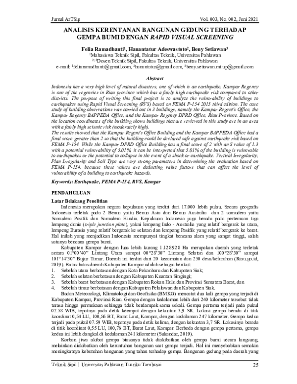 (PDF) Analisis Kerentanan Bangunan Gedung Terhadap Gempa Bumi Dengan ...