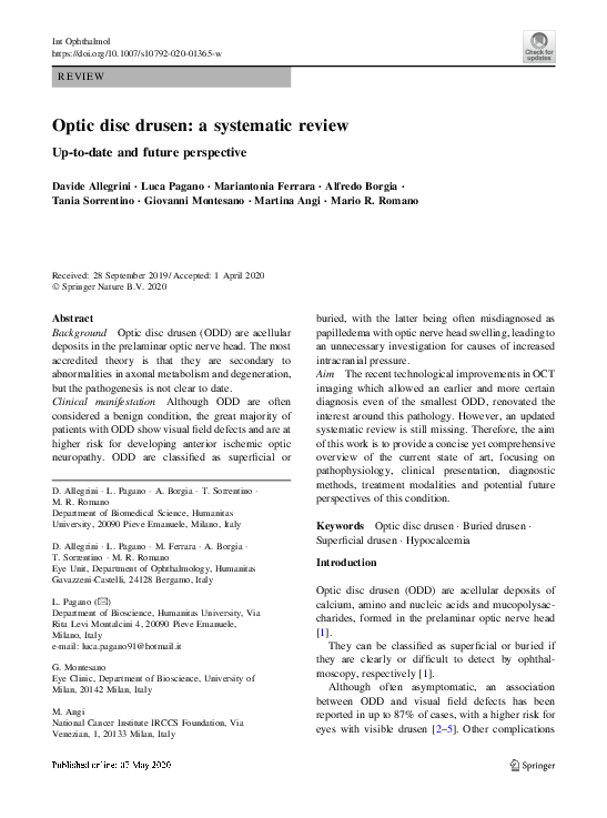 (PDF) Optic disc drusen: a systematic review