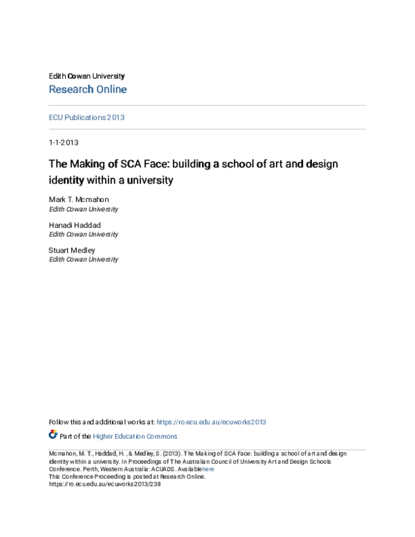 (PDF) The Making of SCA Face: building a school of art and design ...