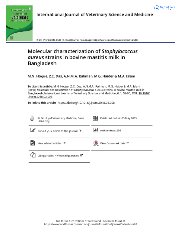 (PDF) Molecular characterization of Staphylococcus aureus strains in ...