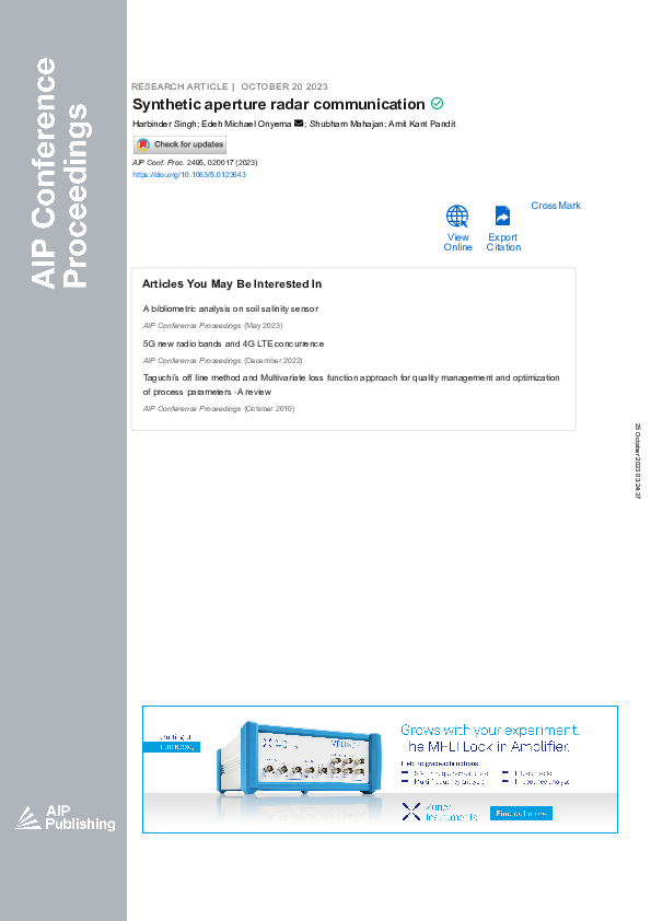 Pdf Synthetic Aperture Radar Communication