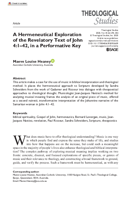 (PDF) A Hermeneutical Exploration of the Revelatory Text of John 4:1–42 ...