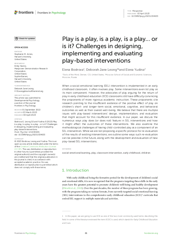 (PDF) Play is a play, is a play, is a play… or is it? Challenges in designing, implementing and ...