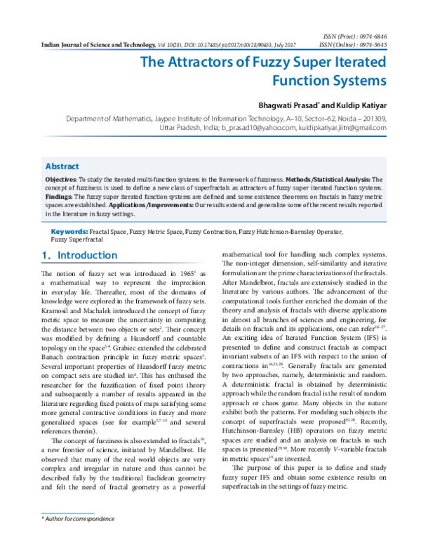 Pdf Fuzzy Super Iterated Function System Attractors