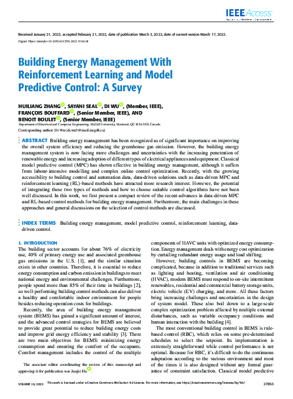 (PDF) Building Energy Management With Reinforcement Learning and Model Predictive Control: A Survey