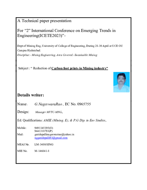(DOC) Tech Paper carbon (Autosaved) | G. Nageswara Rao - Academia.edu