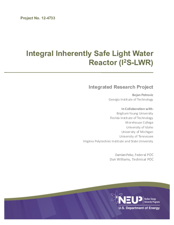 (PDF) Integral Inherently Safe Light Water Reactor (I2S-LWR) | Guy Boy ...
