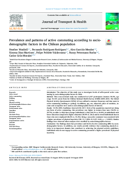(PDF) Prevalence and patterns of active commuting according to socio ...