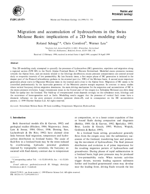 (PDF) Migration and accumulation of hydrocarbons in the Swiss Molasse Basin: implications of a ...
