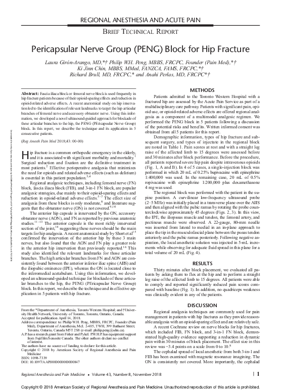 (PDF) Pericapsular nerve group (PENG) block for hip fractures: Another ...