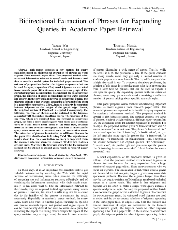 (PDF) Bidirectional Extraction of Phrases for Expanding Queries in Academic Paper Retrieval