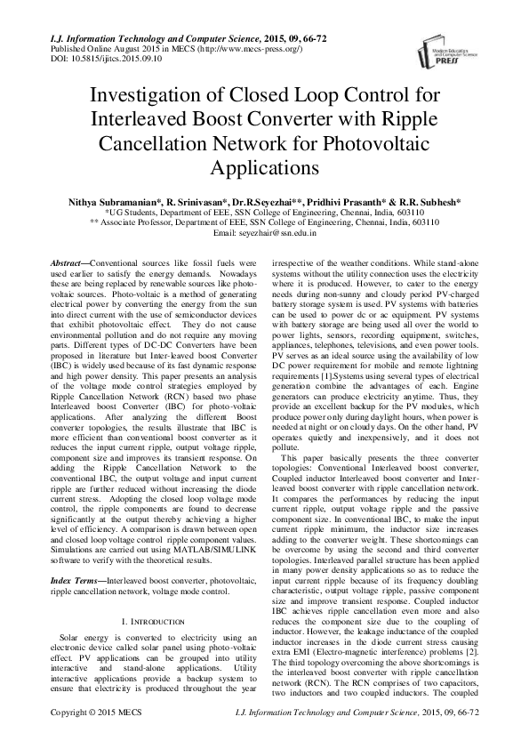 (PDF) Investigation of Closed Loop Control for Interleaved Boost Converter with Ripple ...