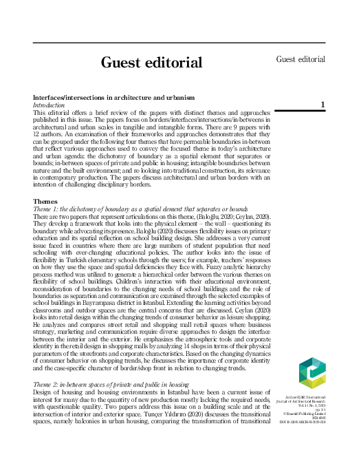 (PDF) Interfaces/intersections in architecture and urbanism