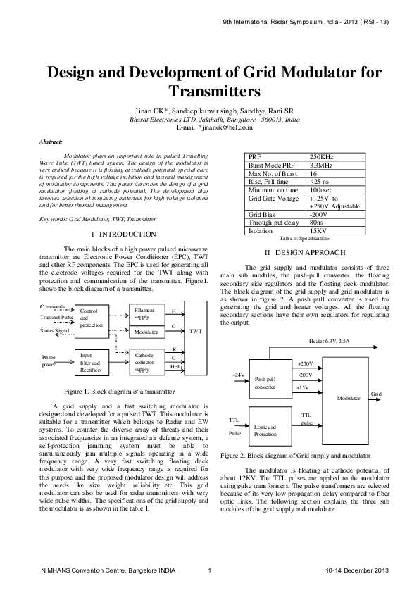 (PDF) Design and Development of Grid Modulator for Transmitters