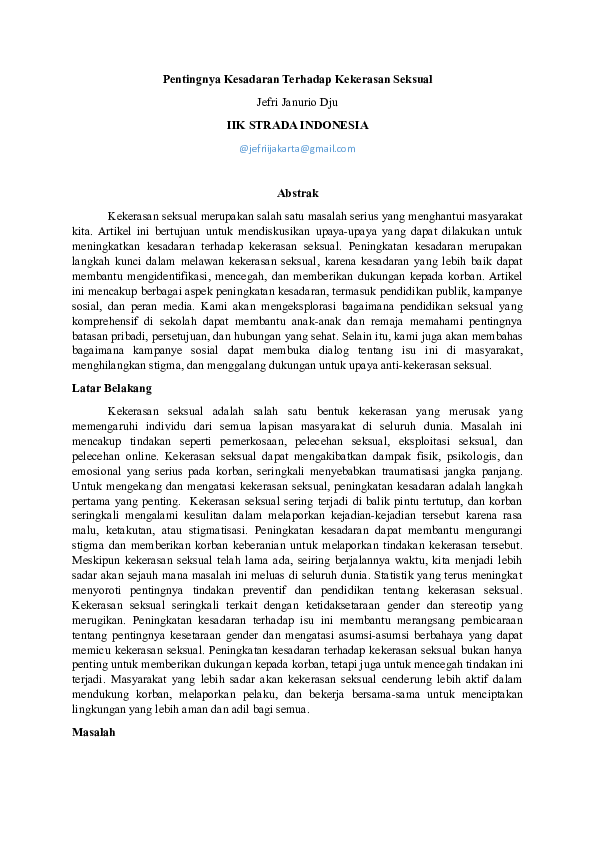 (DOC) Pentingnya Kesadaran Terhadap Kekerasan Seksual