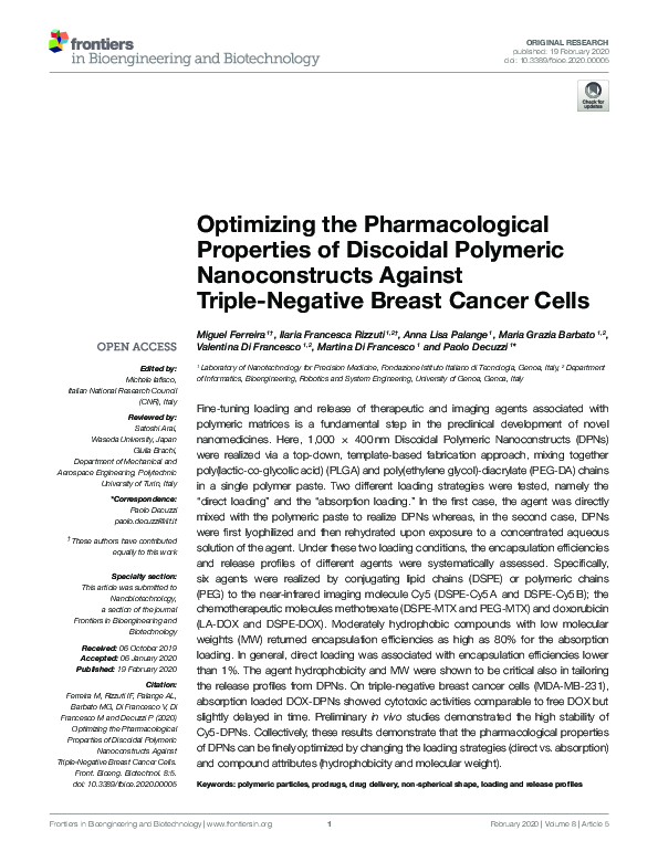 (PDF) Optimizing the Pharmacological Properties of Discoidal Polymeric ...