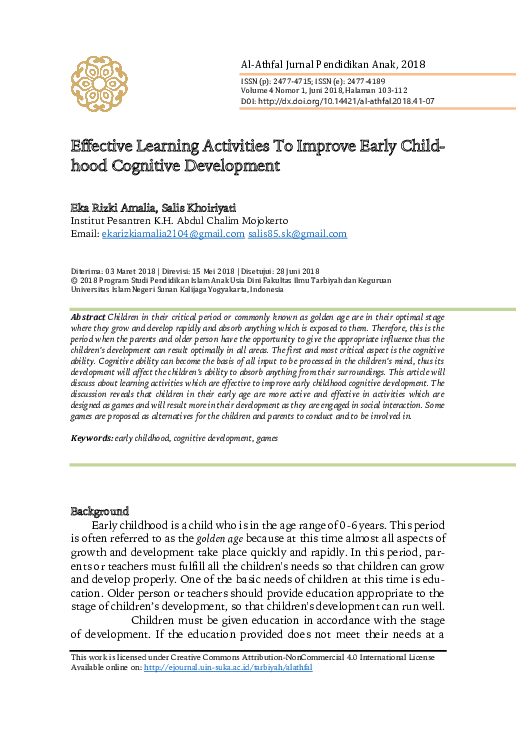 (PDF) Effective Learning Activities To Improve Early Childhood ...