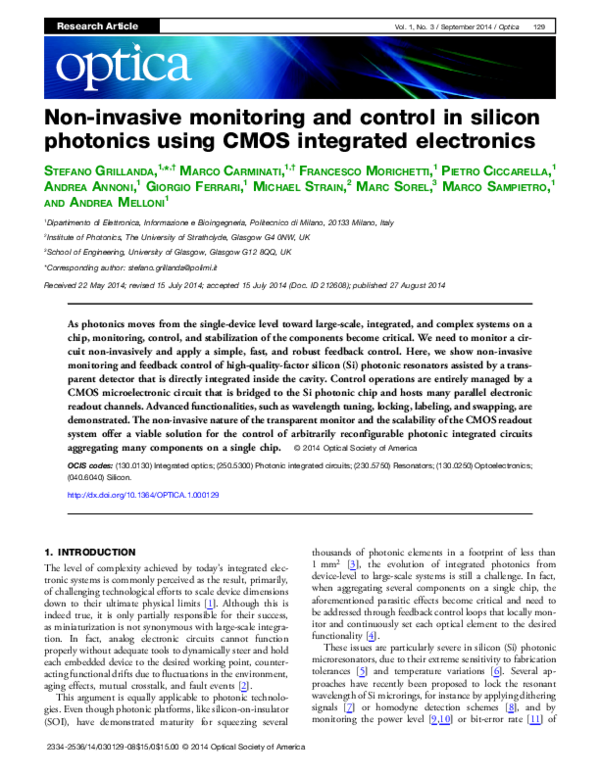 (PDF) Non-invasive monitoring and control in silicon photonics using ...