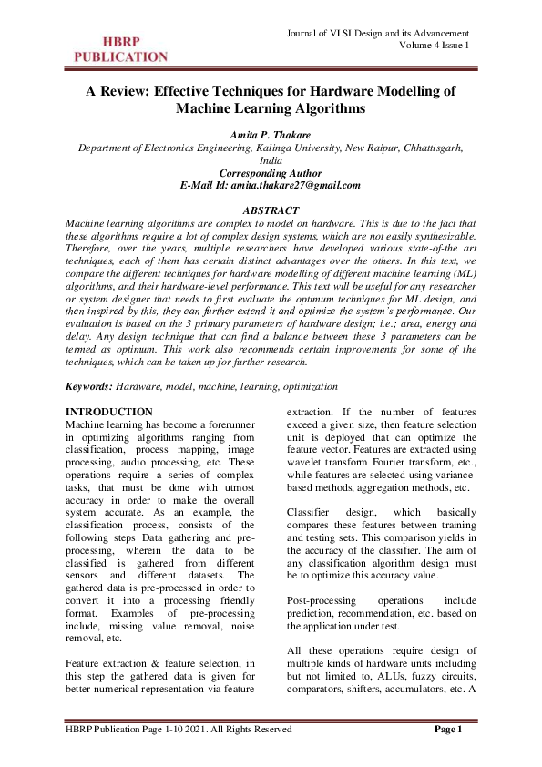 (PDF) A Review: Effective Techniques for Hardware Modelling of Machine ...