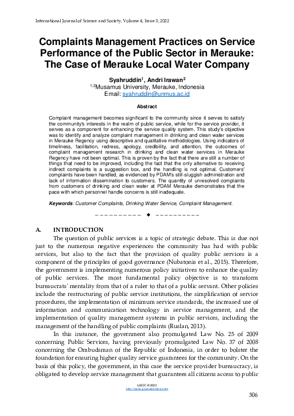 (PDF) Complaints Management Practices on Service Performance of the ...