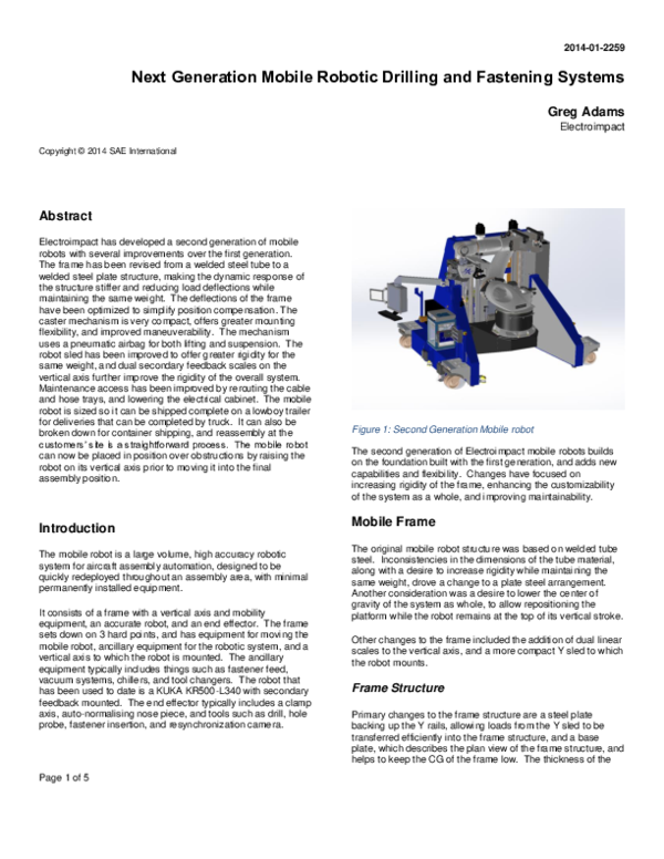 (PDF) Next Generation Mobile Robotic Drilling and Fastening Systems