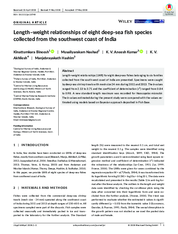(PDF) Length-weight relationships of eight deep-sea fish species ...