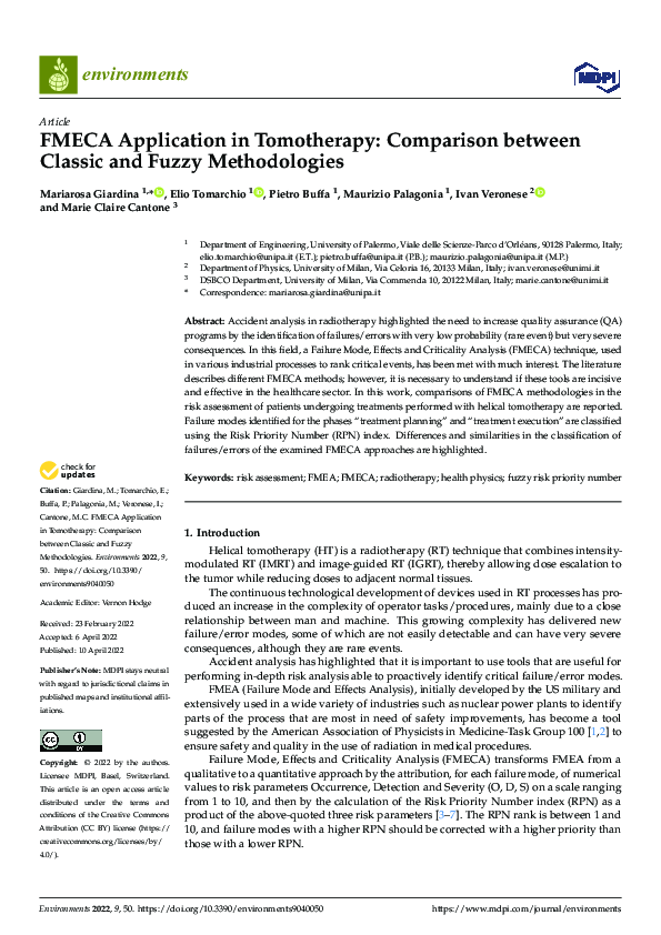 (PDF) FMECA Application in Tomotherapy: Comparison between Classic and ...