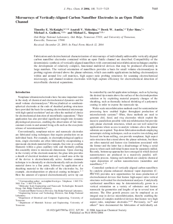 (PDF) Microarrays of Vertically-Aligned Carbon Nanofiber Electrodes in ...