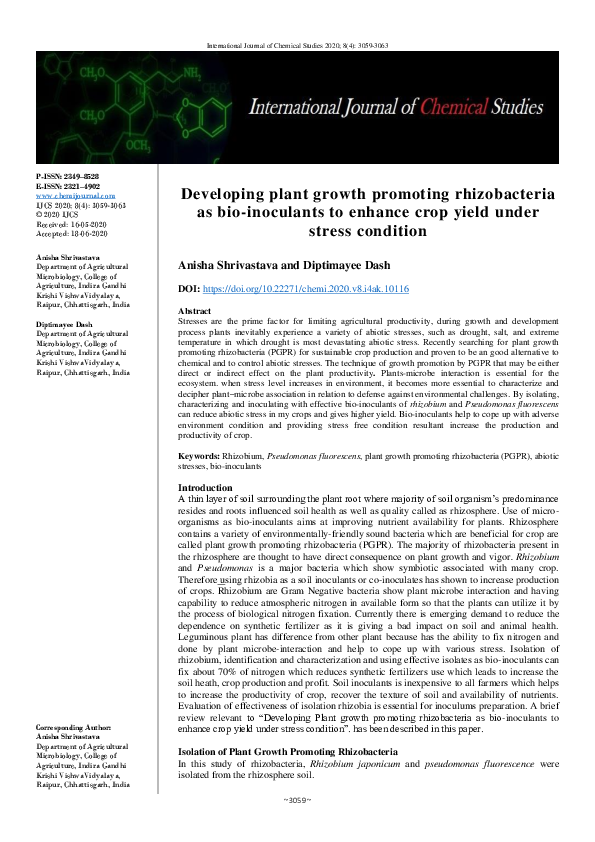 (PDF) Developing plant growth promoting rhizobacteria as bio-inoculants to enhance crop yield ...