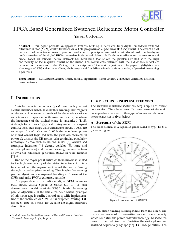 (PDF) FPGA Based Generalized Switched Reluctance Motor Controller