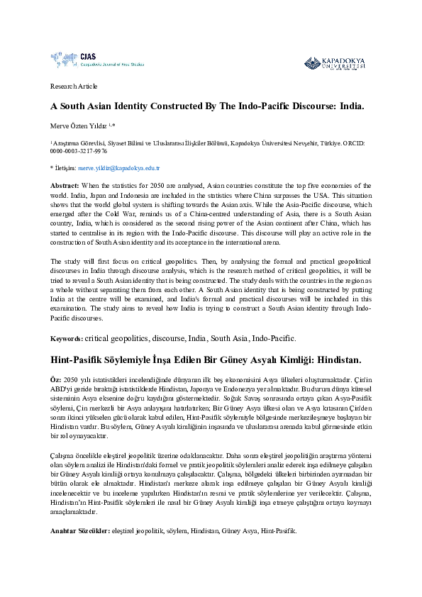 (DOC) A South Asian Identity Constructed By The Indo-Pacific Discourse ...