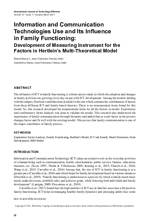 (PDF) Information and Communication Technologies Use and Its Influence in Family Functioning ...