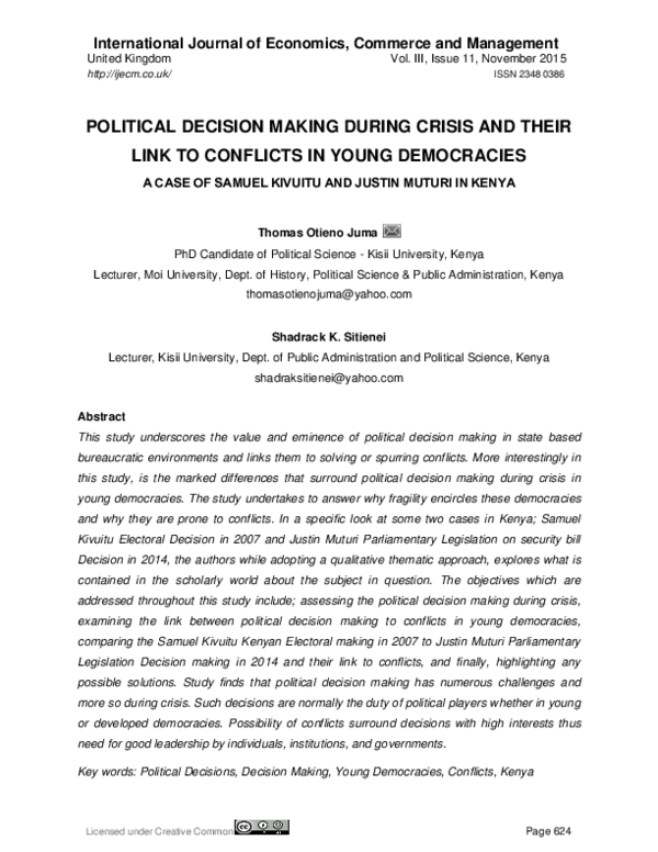(PDF) Political Decision Making During Crisis and Their Link to ...
